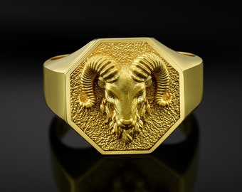 Ram Head Gold Ring | Etsy
