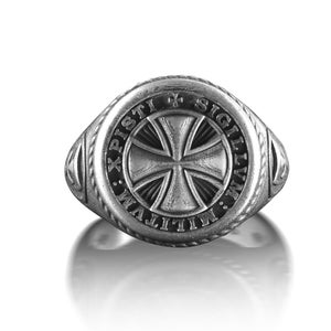Templar Cross Signet Men Ring, Knight Templar Sterling Silver Ring ...