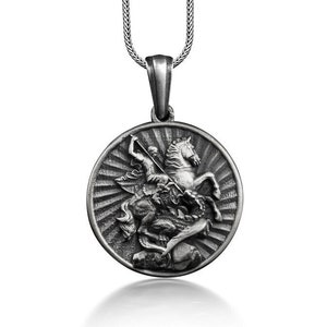 Saint Gerorge Necklace for Men in Sterling Silver, St George ...