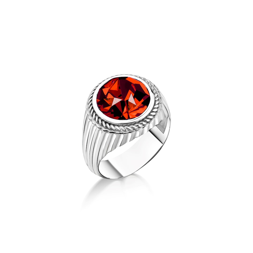 Ruby Stone Men Ring in Sterling Silver for Everyday Use, Red Ruby Stone ...