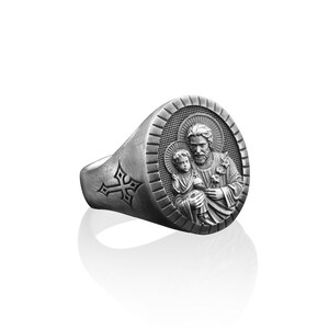 Handmade Saint Joseph Signet Ring for Men , Christian Saint Ring in ...