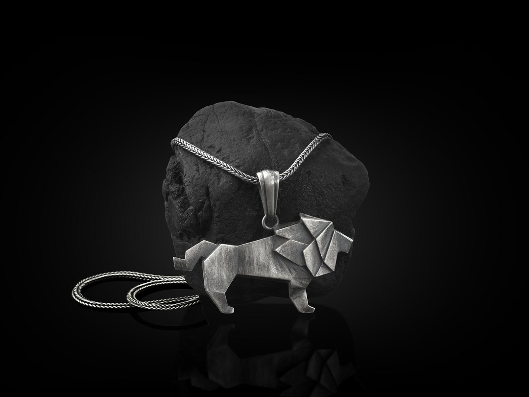 Lion Sterling Silver Origami Necklace Silver Leo Zodiac - Etsy