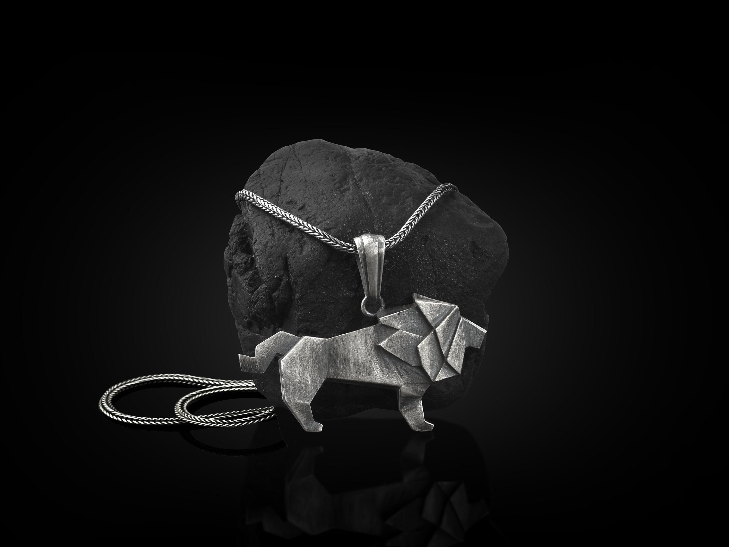 Lion Sterling Silver Origami Necklace Silver Leo Zodiac - Etsy