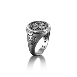 Templar Cross Signet Men Ring, Knight Templar Sterling Silver Ring ...