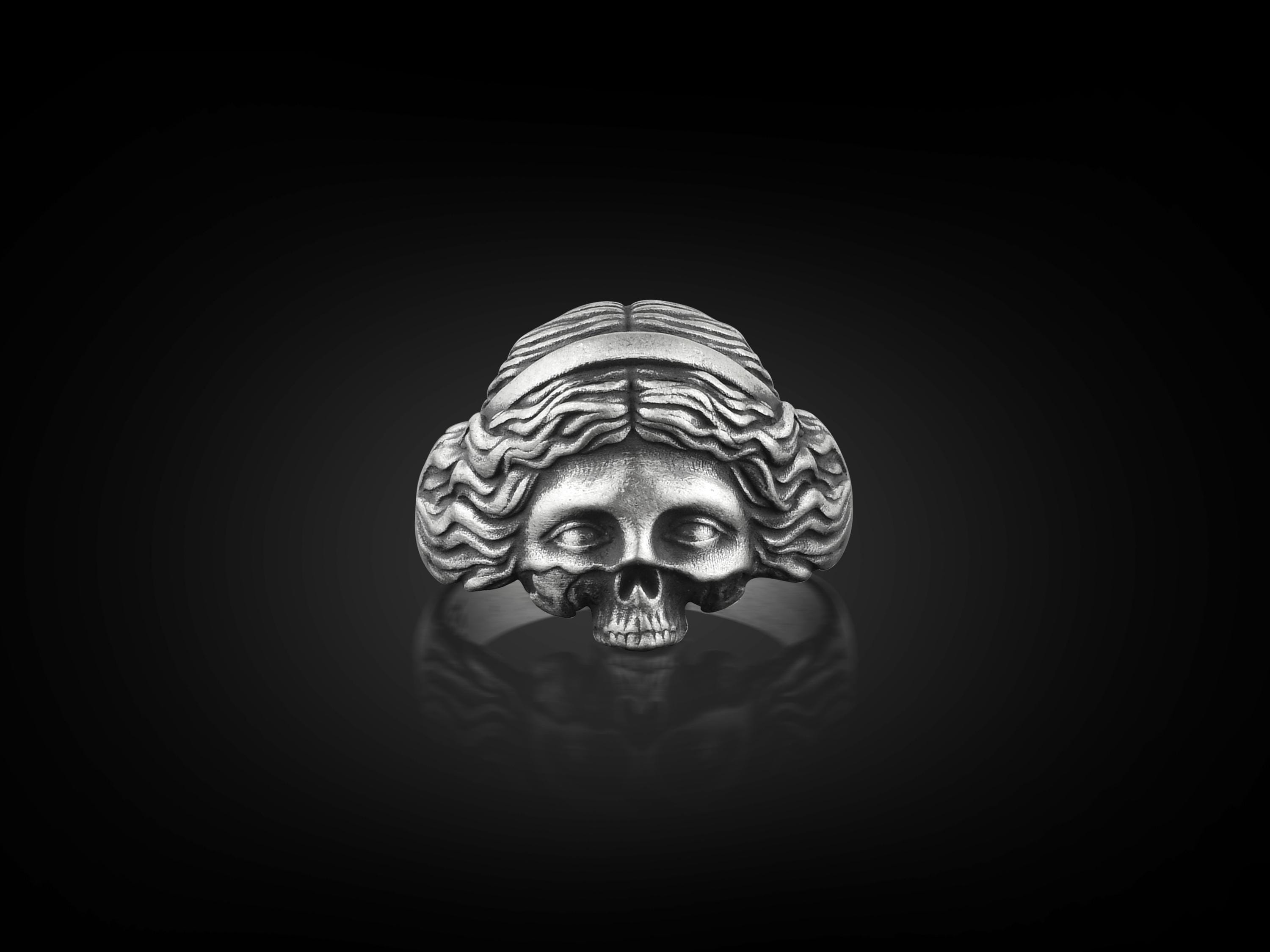 Aphrodite Extraordinary Gothic Ring, Greek Mythology Skull Ring in ...