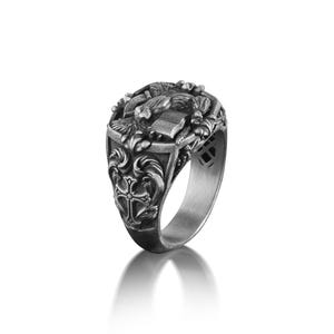 Eagle of Saint John Apostle Ring for Men in Starling Silver, Evangelist ...