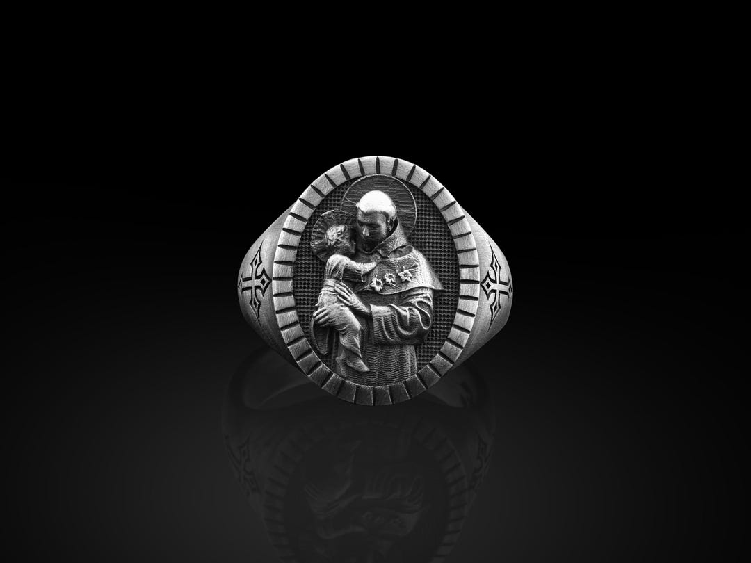 Handmade Saint Anthony Signet Ring for Men in Sterling Silver ...