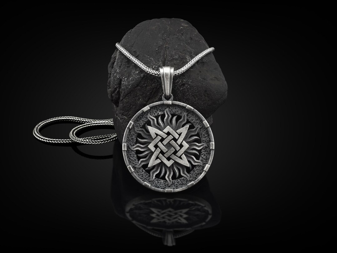 Alatyr Slavic Handmade Sterling Silver Men Charm Necklace, Russian Star ...