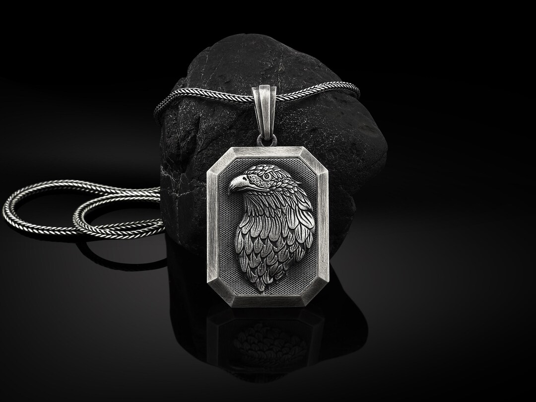 Wild Eagle Man Silver Pendant, Personalized Eagle Mens Necklace ...