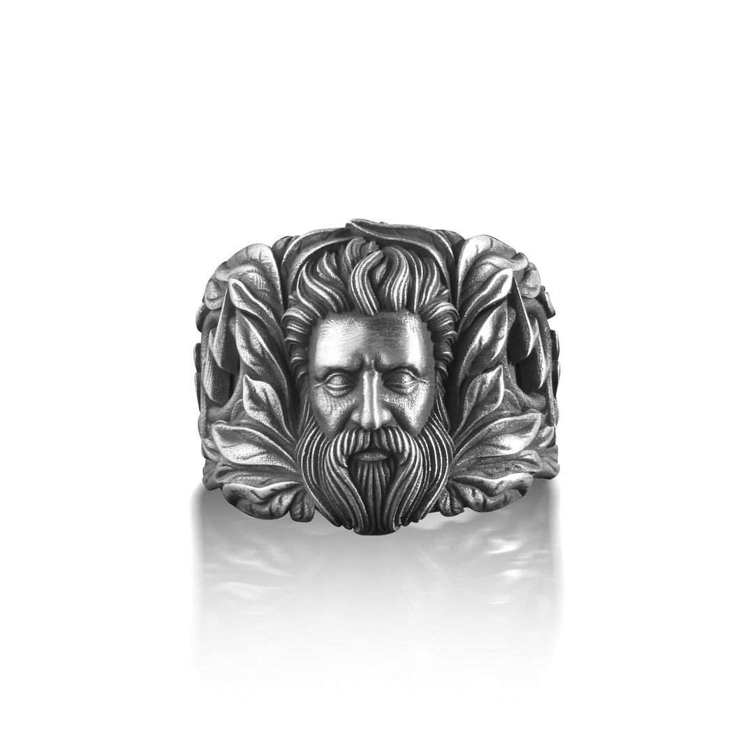 Zeus God and Lightning Signet Ring for Men, Greek Sky God Ring in ...
