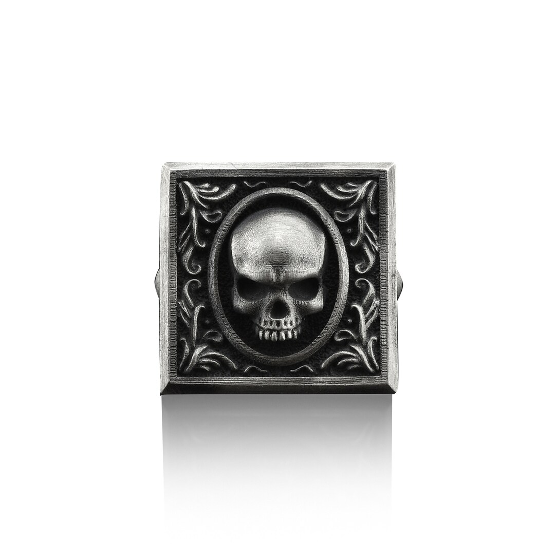 Skull Handmade Sterling Silver Men Signet Ring, Skull Gothic Signet ...