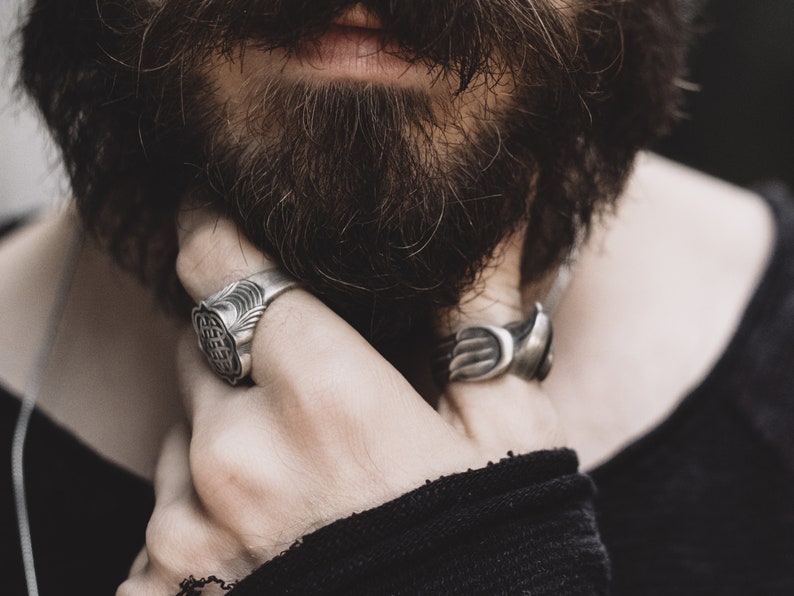 Winged Falcon Handmade Sterling Silver Men Ring Wild Bird - Etsy