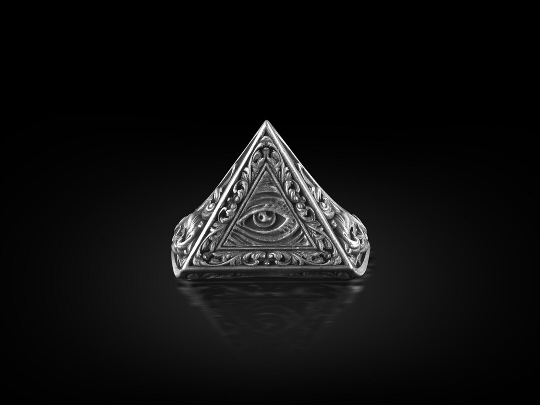 Eye of Providence Ring for Men, Sterling Silver Illuminati Symbol ...