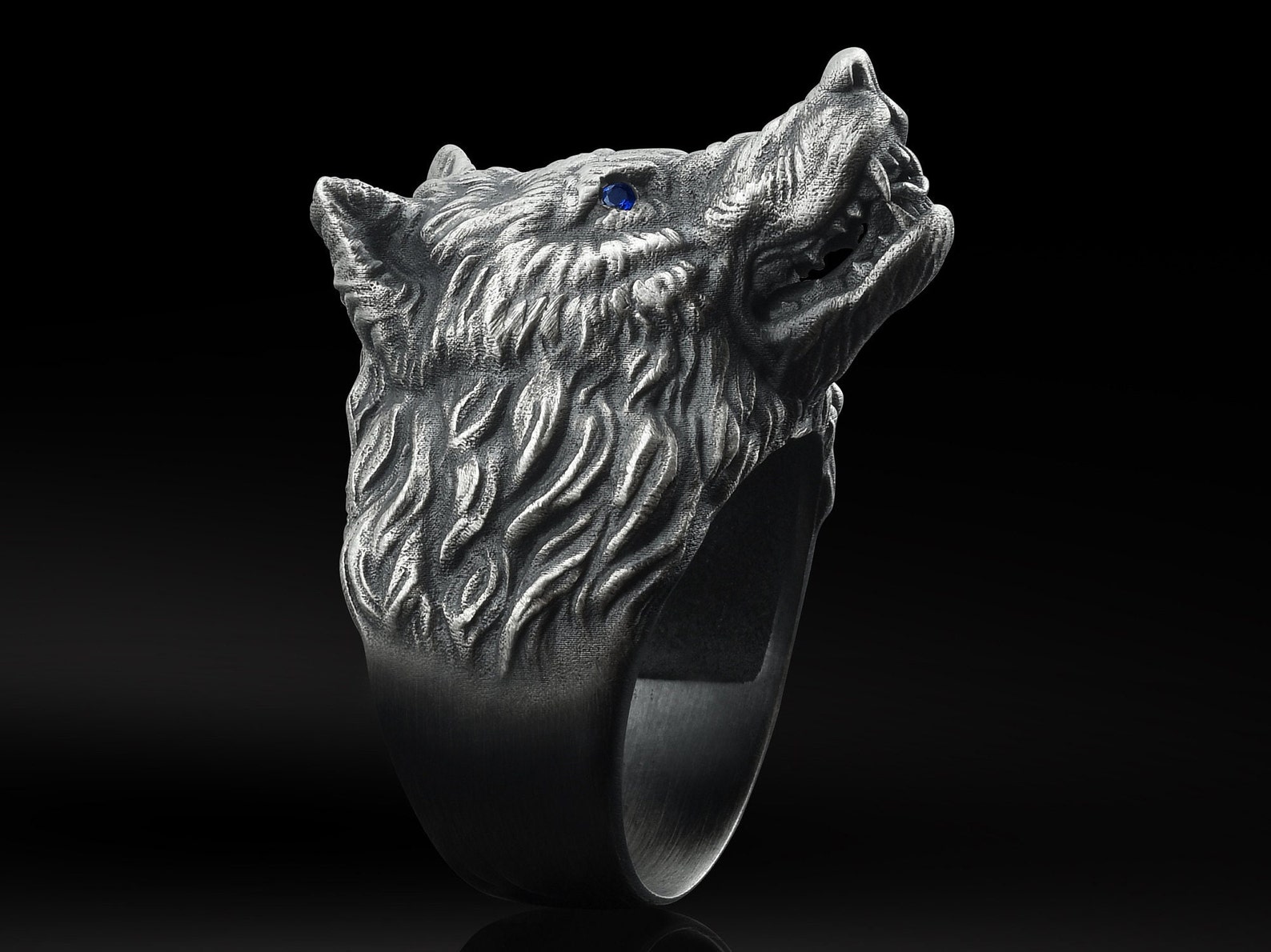 Signet Men Wolf Ring Silver Wolf Head Ring Wild Wolf Men | Etsy