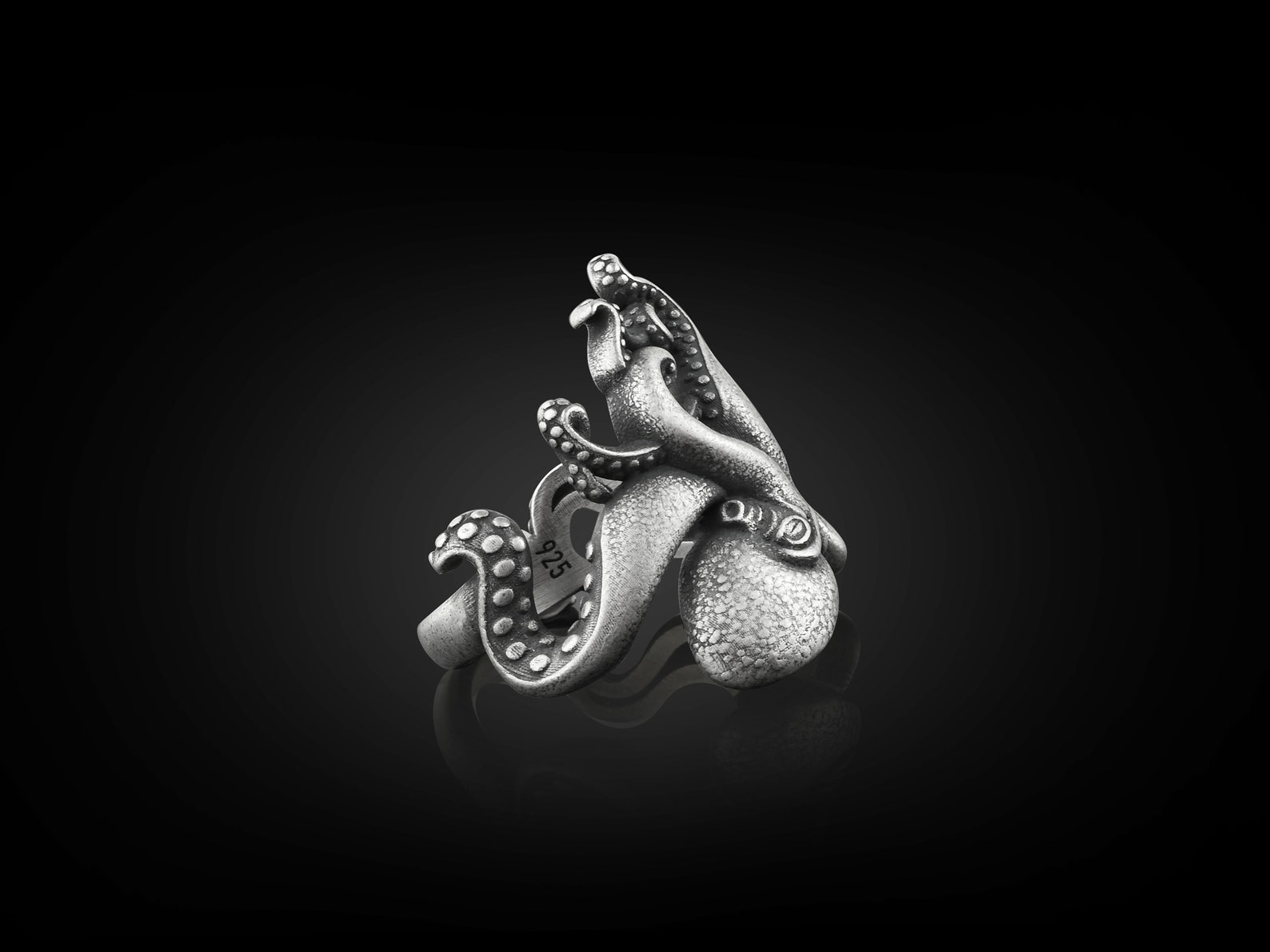 Octopus Unique Mens Ring in Silver Kraken Ring for Boyfriend - Etsy