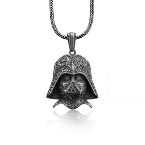 Darth Vader Engraved Handmade Silver Necklace, Star Wars Fan Gift, Star ...