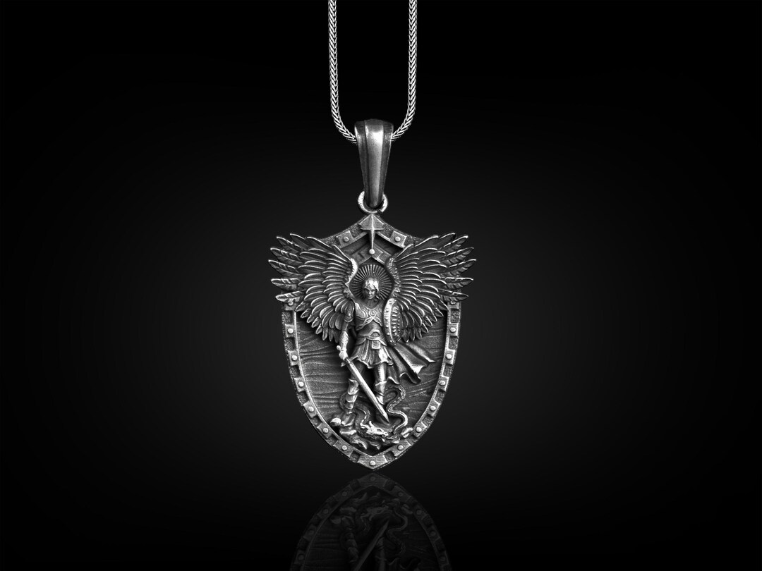 St Michael Archangel Shield Necklace, Saint Michael Archangel Pendant ...