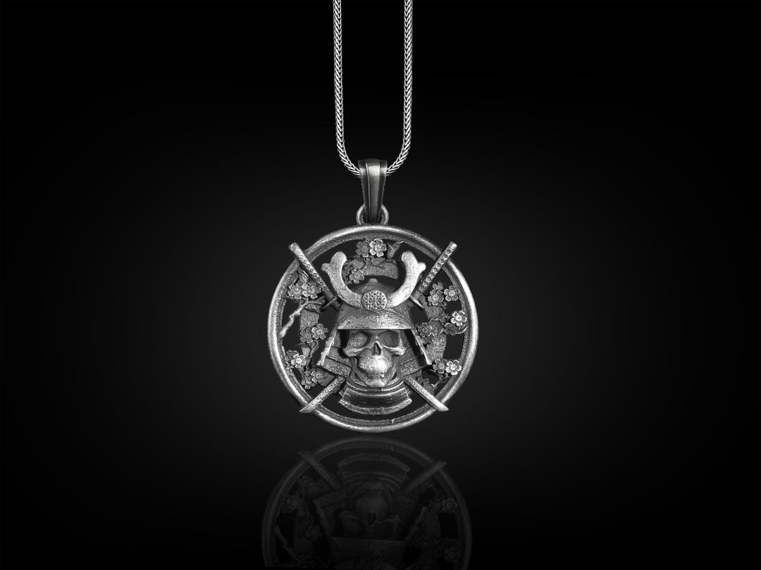 Sakura Samurai Necklace, Silver Dead Samurai Necklace, Swords Jewelry ...
