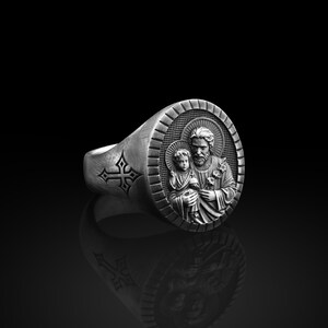 Handmade Saint Joseph Signet Ring for Men , Christian Saint Ring in ...