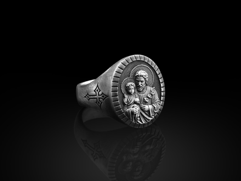 Handmade Saint Joseph Signet Ring for Men , Christian Saint Ring in ...