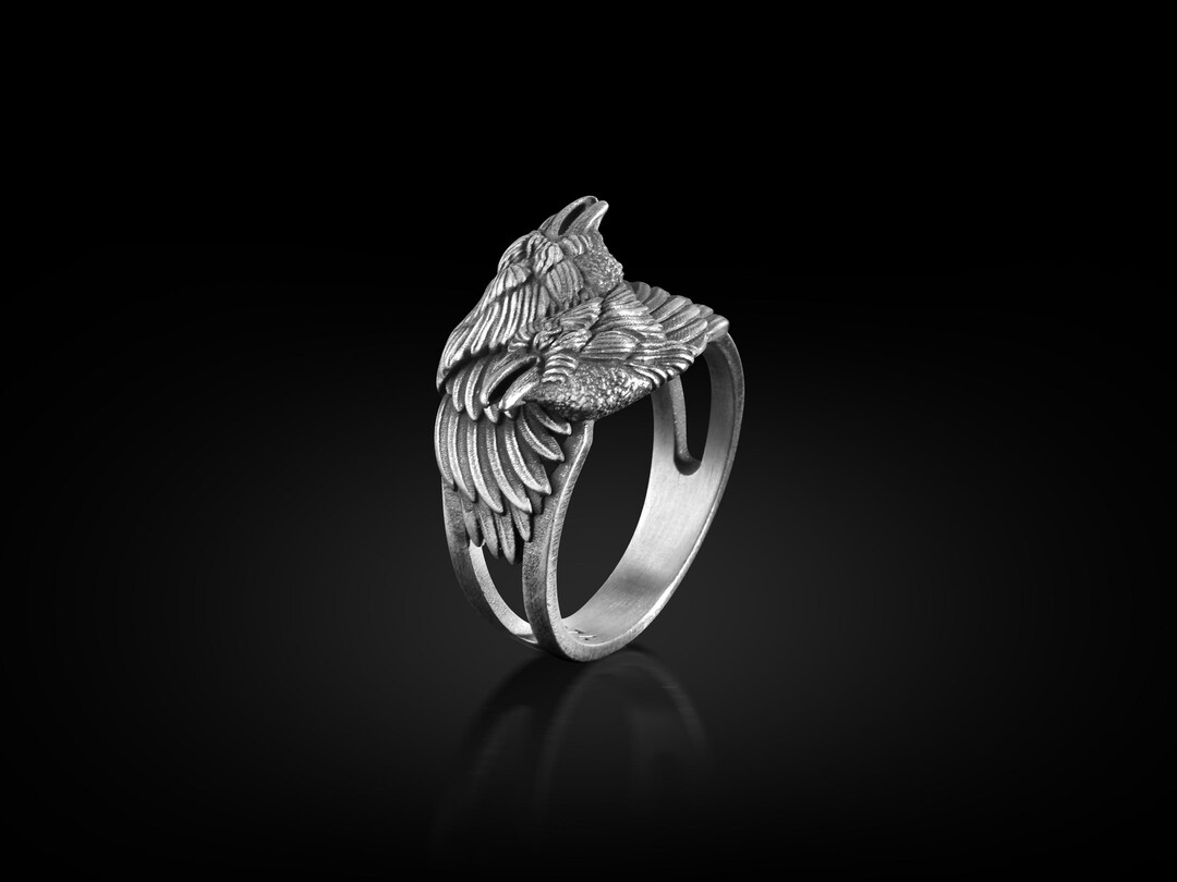 Scandinavian Hugin Munin Ring for Mens, Crows Sterling Silver Ring ...