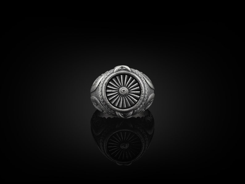 Plane Turbine Handmade Sterling Silver Men Signet Ring - Etsy