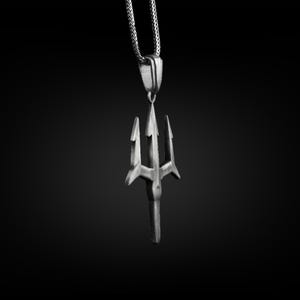 Trident of Poseidon Pendant in Silver, Poseidon’s Spear Fantasy Necklace for Boyfriend, Greek ...