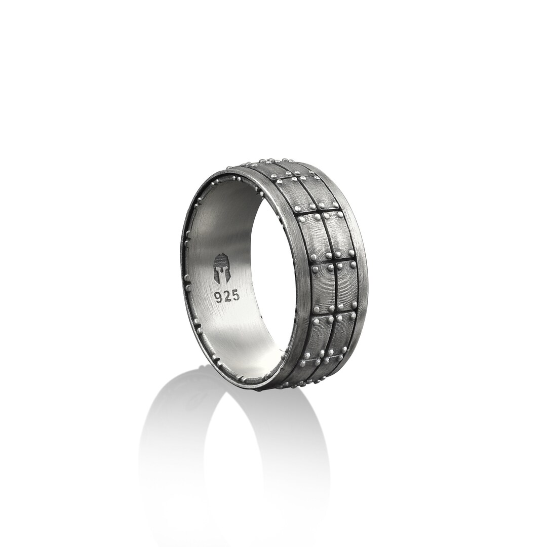 Rectangles 925 Silver Men Wedding Ring, Sterling Silver Men Wedding ...