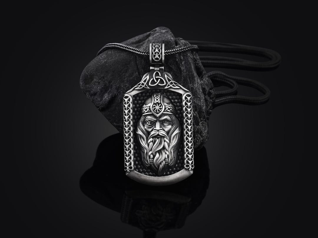 Viking God Odin Necklace for Men in Sterling Silver, Viking Jewelry, Scandinavian Odin Pendant ...