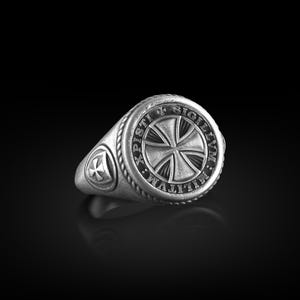 Templar Cross Signet Men Ring, Knight Templar Sterling Silver Ring ...