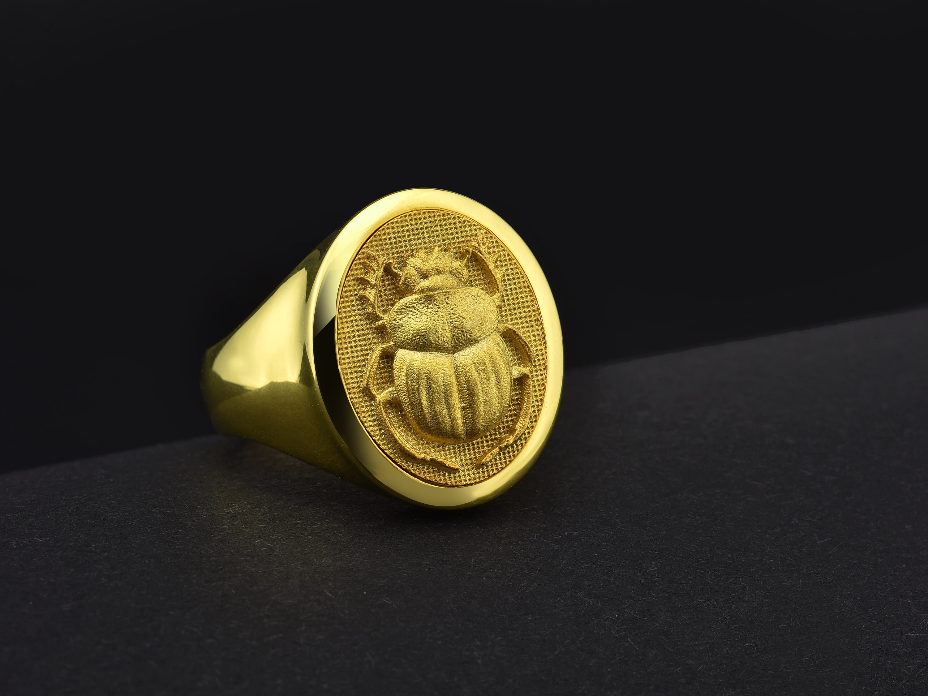 14K Gold Scarab Man Ring Oval Signet Men's Scarab 10K - Etsy