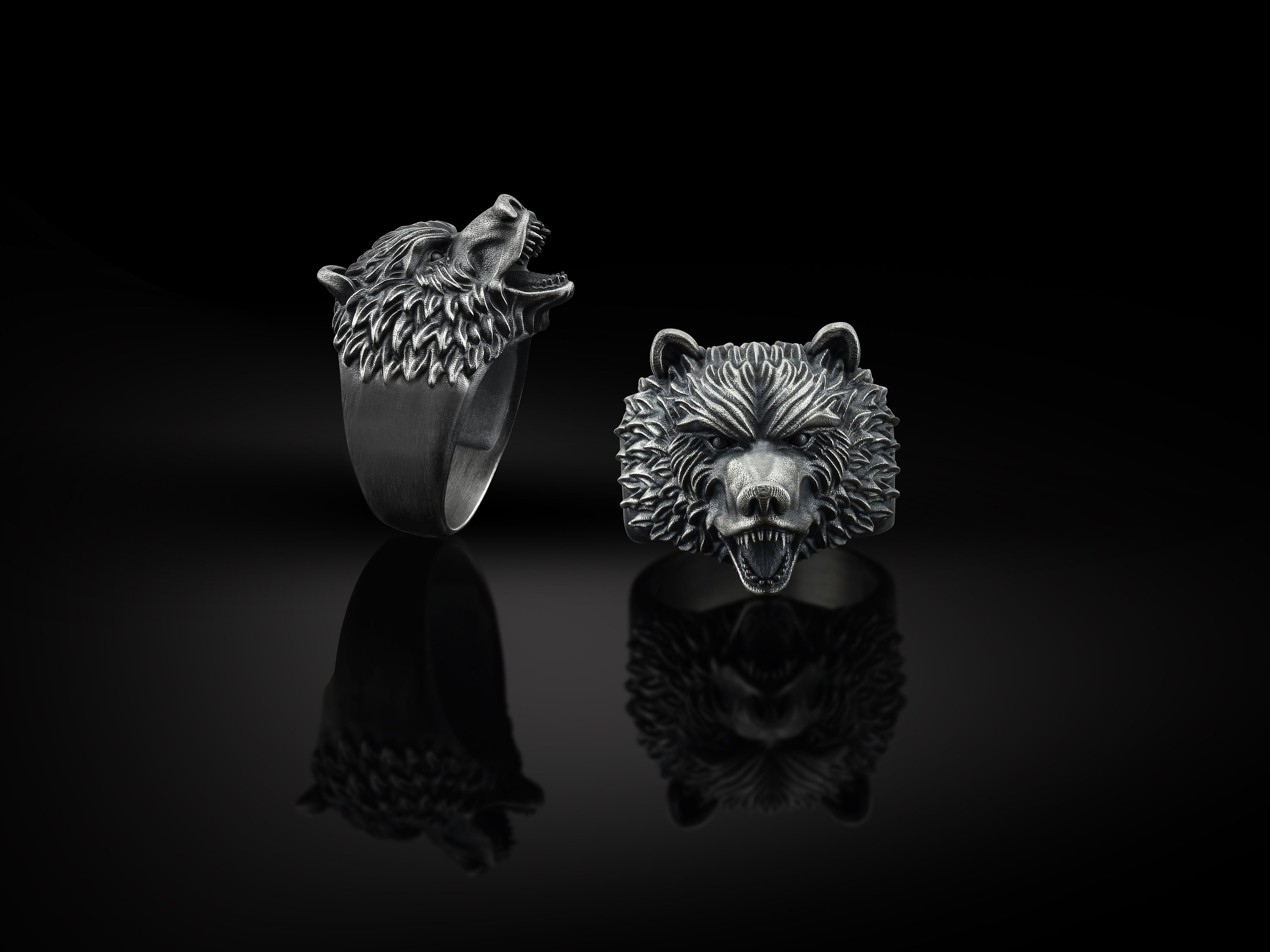 Handmade Scandinavian Bear Ring's Animal Men Ring Wild - Etsy