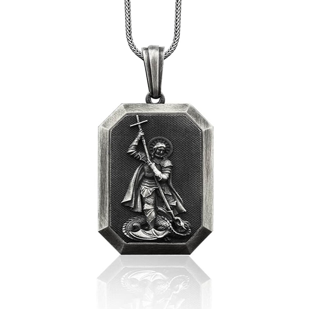 Personalized Saint George Men's Necklace St George 925 - Etsy