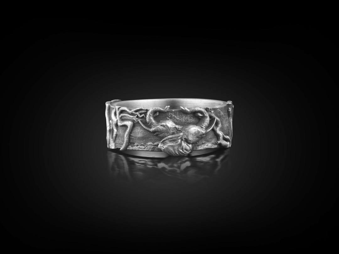 Elephant Wedding Band Ring for Men Sterling Silver, Nature Engagement ...