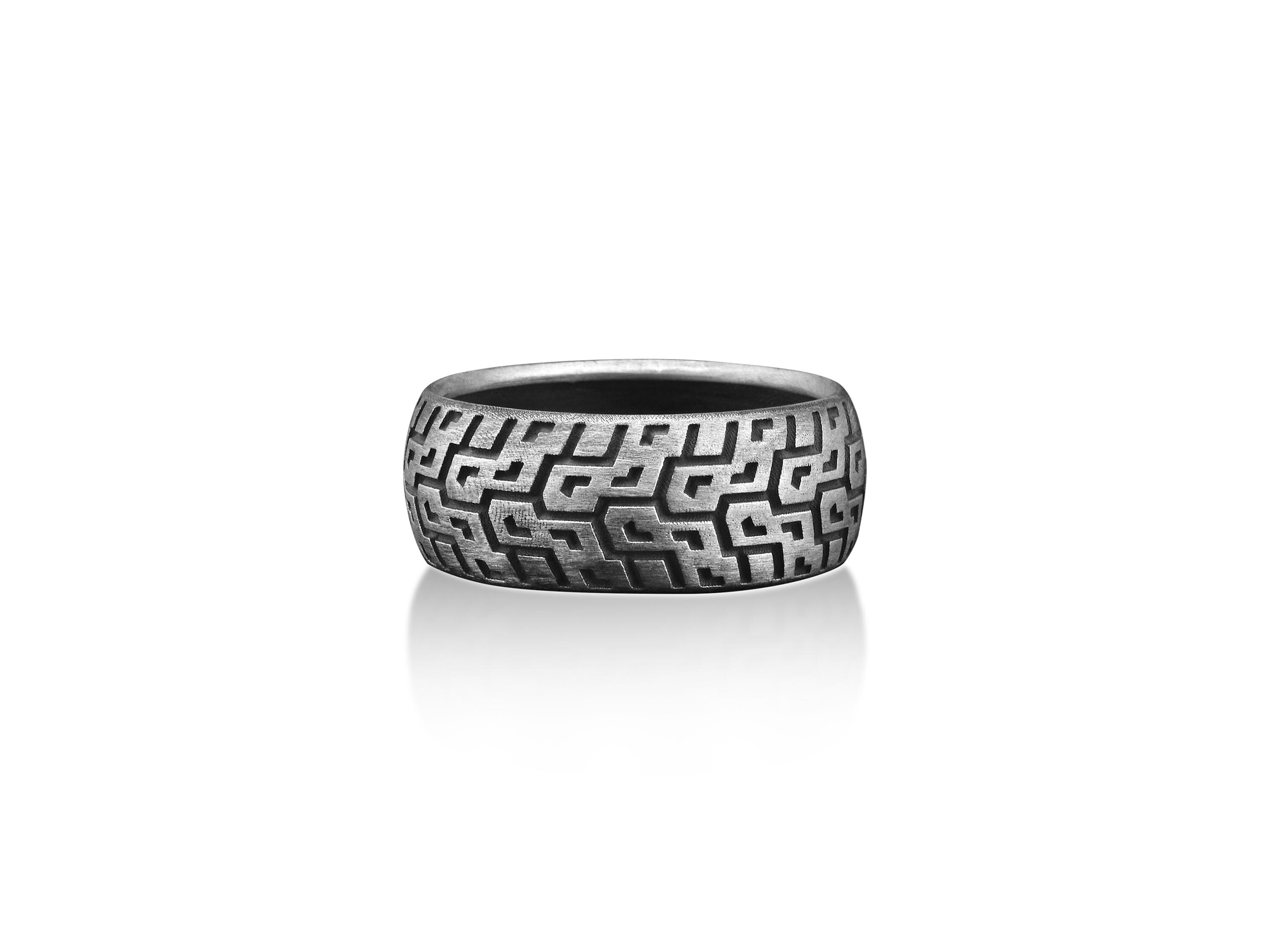 Racer Motorcycle Tyre Handmade Sterling Silver Men Band Ring ...