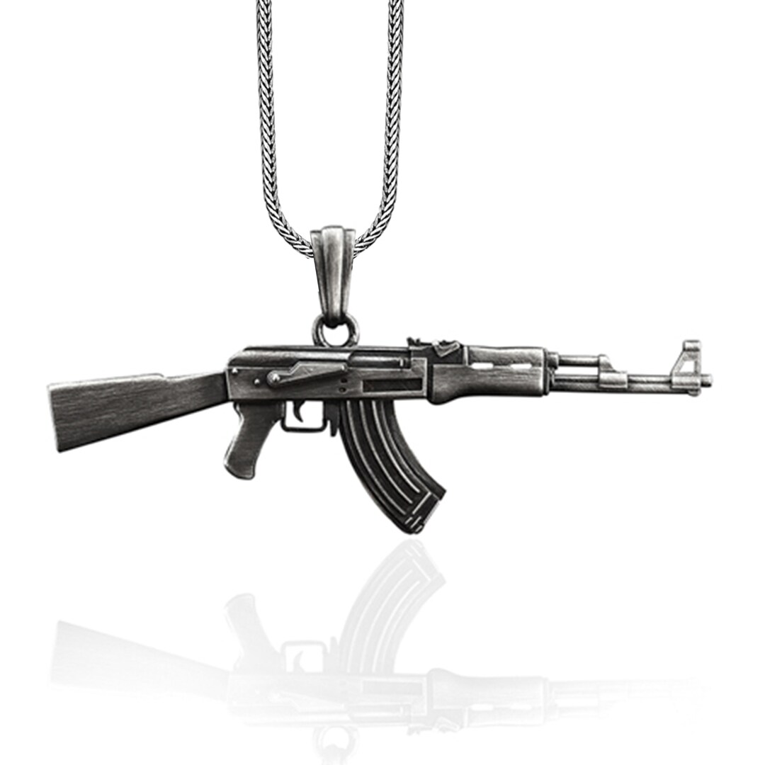 AK47 Oxidized Solid Men Necklace, AK47 Mens Pendant With Chain Pendant ...