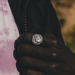 Elephant Signet Silver Men Ring, Handmade Sterling Silver Elephant Mens ...