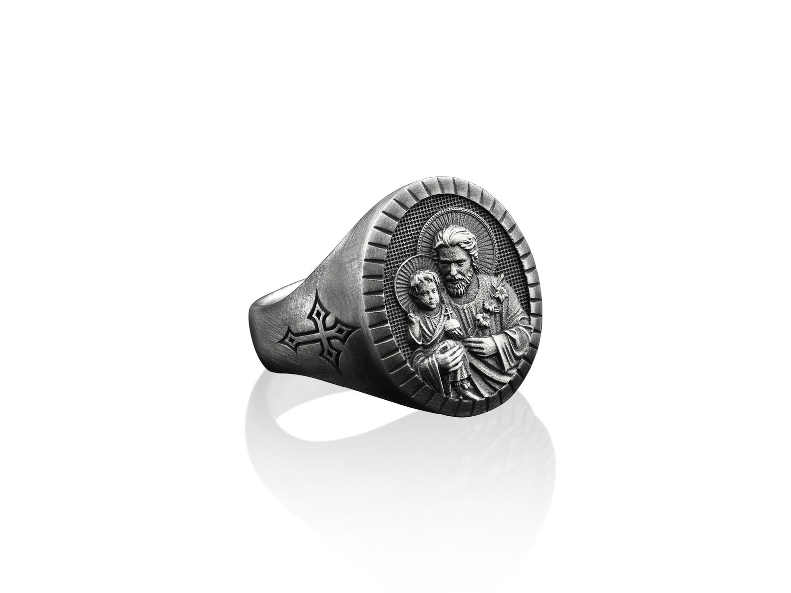 Handmade Saint Joseph Signet Ring for Men , Christian Saint Ring in ...