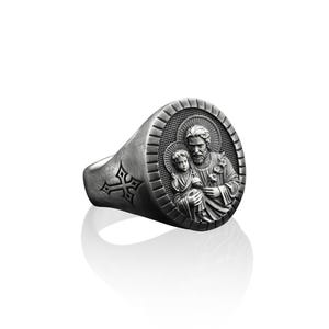 Handmade Saint Joseph Signet Ring for Men , Christian Saint Ring in ...