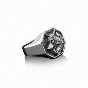 Handmade Alpha Wolf Men's Ring, 925 Silver Wild Wolf Signet Man Ring ...