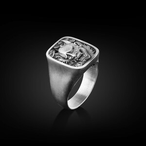 Oni Japanese Art Mens Ring in Silver Demon Engraved Signet - Etsy