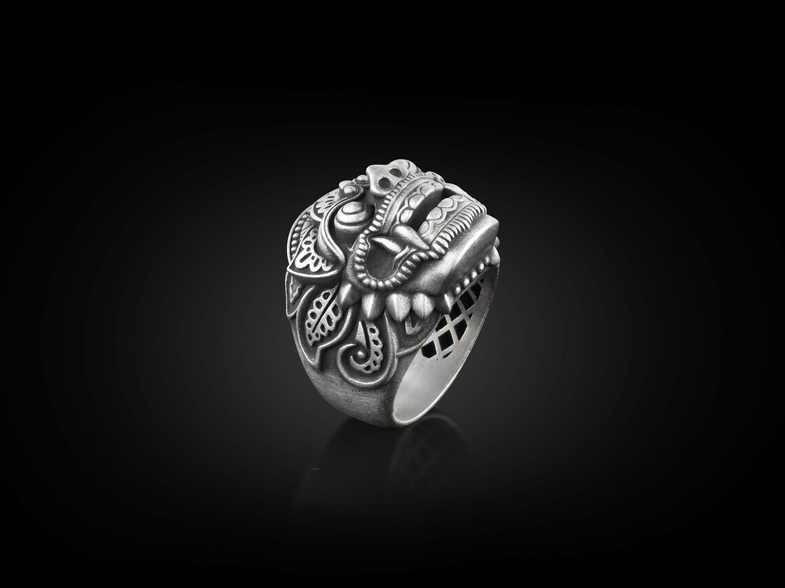 Barong God of Good Mens Ring in Silver Balinese Mythology - Etsy