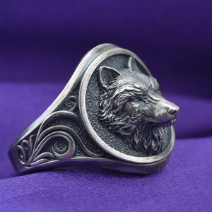 Handmade Wolf Sterling Silver Men's Signet Ring Wild Wolf - Etsy