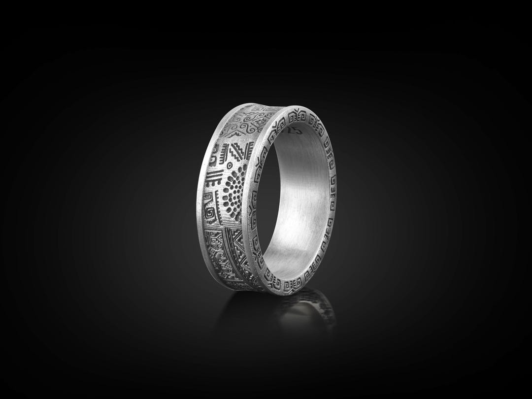 Maori Art Mens Ring in Sterling Silver, New Zealand Native Ring for ...