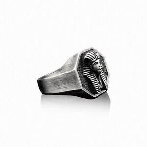 Sterling Silver Pharaoh Man Ring, Handmade Egyptian Pharaoh Signet Men ...