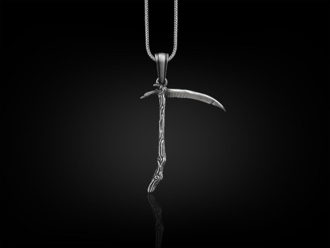 Scythe Pendant Silver Necklace, Unique Sickle Necklace, Sterling ...