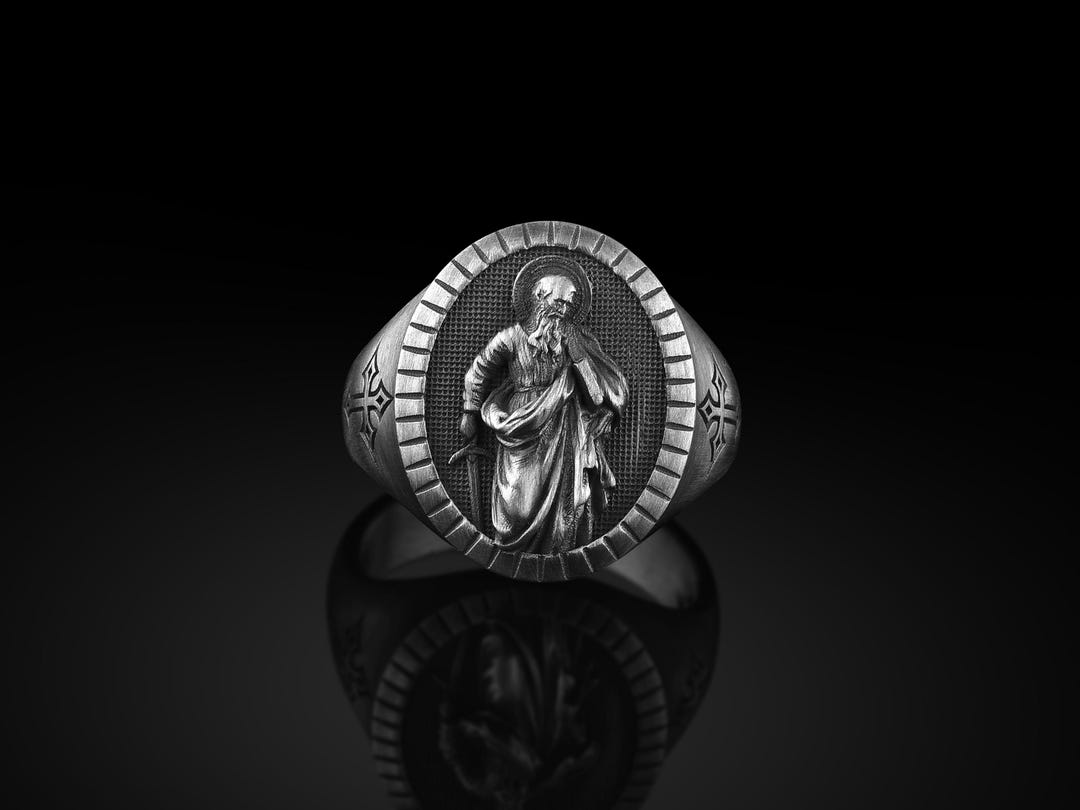 Handmade Saint Paul Silver Signet Rings for Men, Christian Rinfs in ...
