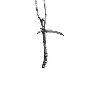 Scythe Pendant Silver Necklace, Unique Sickle Necklace, Sterling ...