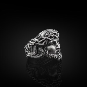 Jesus Christ Crown of Thorns Handmade Sterling Silver Men Ring, Silver ...