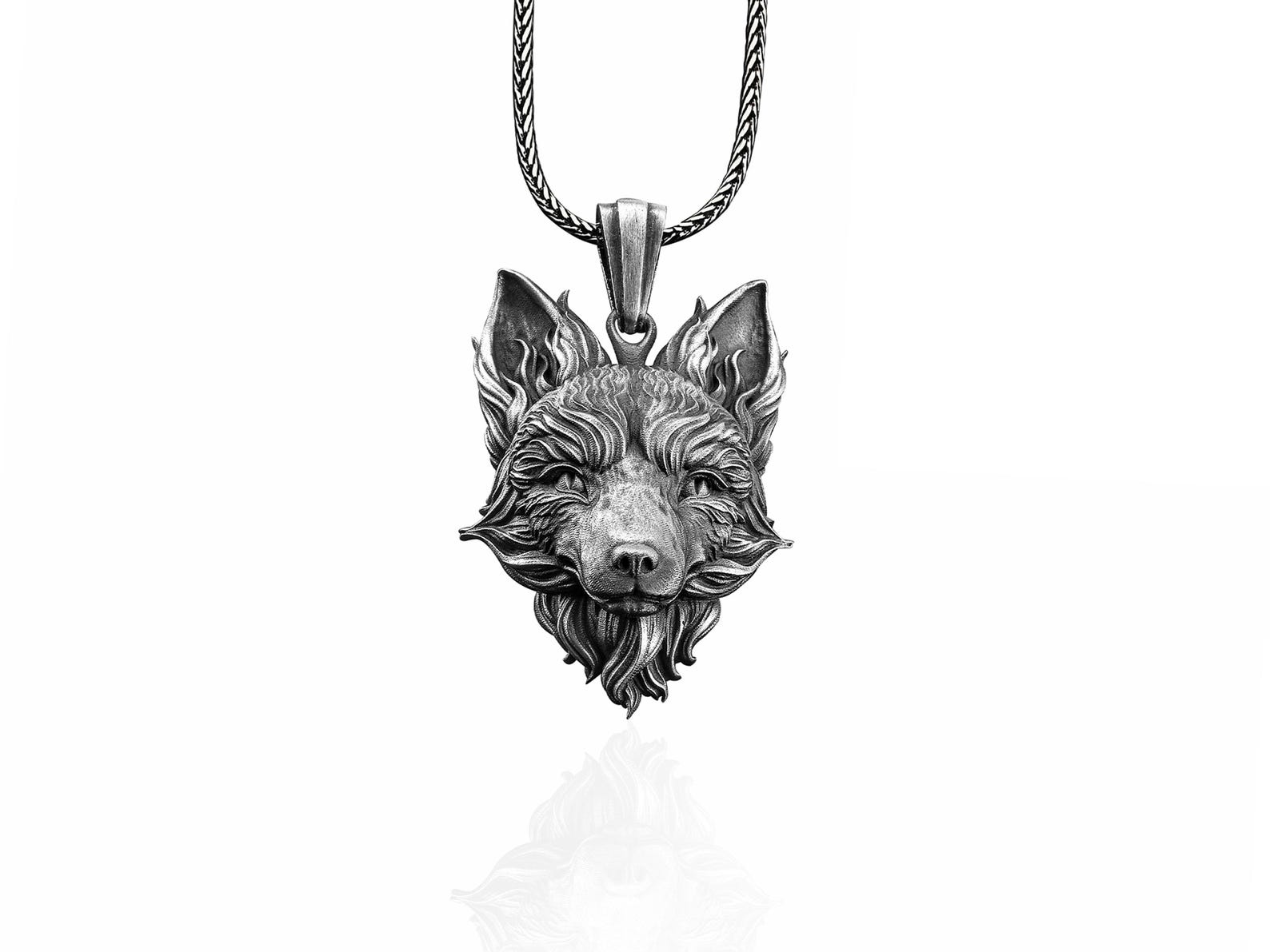 Handmade Silver Fox Necklace, Best Fox Oxidized Silver Pendant, Fox ...